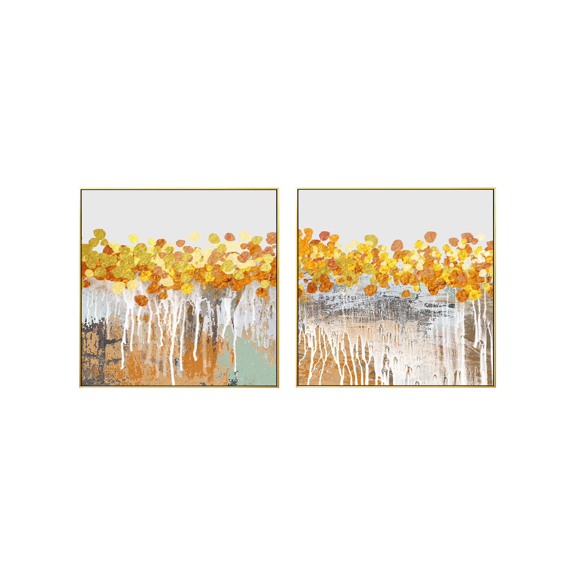 Set of 2 Large Framed Hand Painted Abstract Tree Original Gold - Etsy