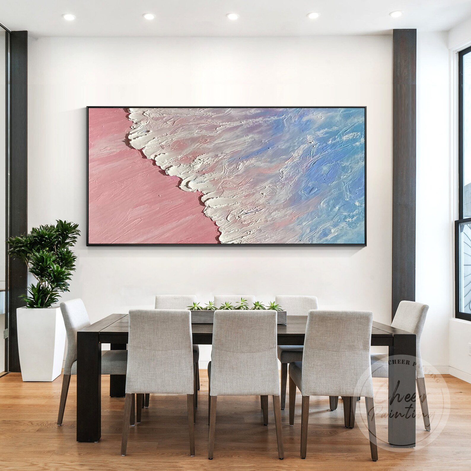 Light Blue Ocean Textured Art Pink Beach Painting Palette - Etsy