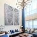 Set of 2 Silver Angel Wings Painting Modern Abstract Framed Wall Art ...