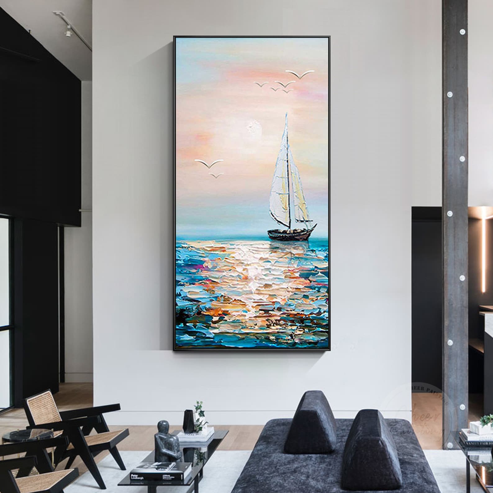 Sailboat Abstract Artoriginal Sunset Seascape - Etsy