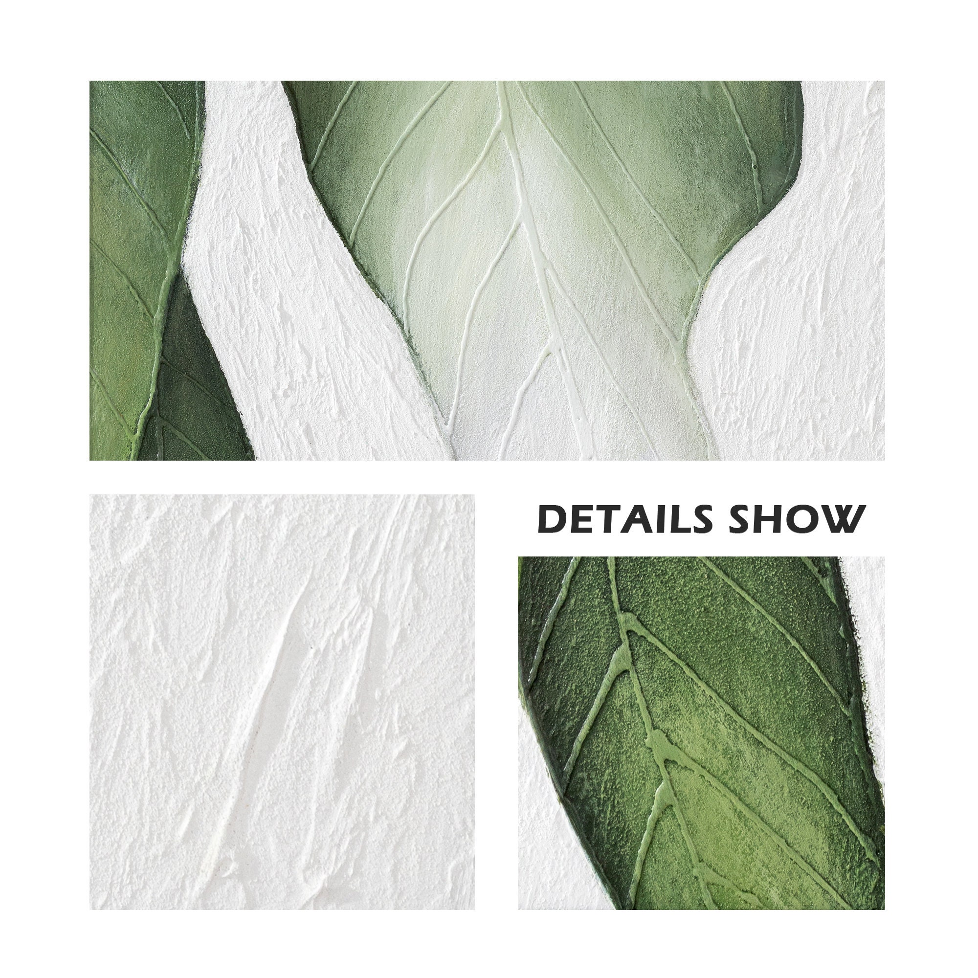 3D Textured Green Leaf Painting: Large Abstract Tropical Wall Art - Etsy