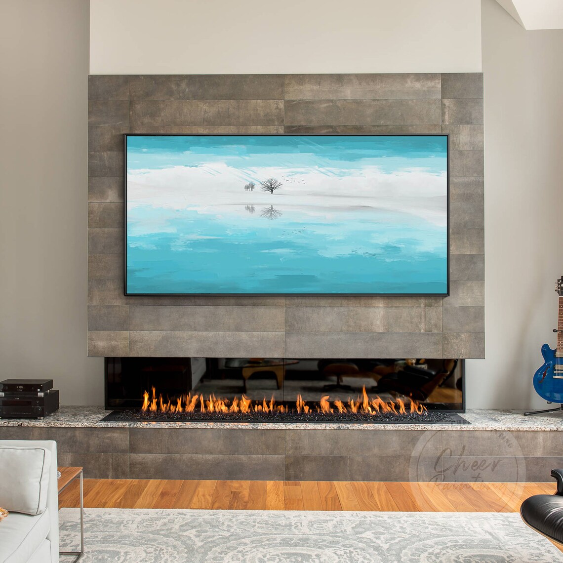 Light Blue Landscape Painting Fantasy Blue Sky Lake Reflection - Etsy