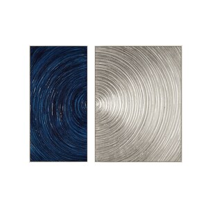 Set of 2: Navy Blue & Silver Circle Abstract Framed Art - Etsy Canada