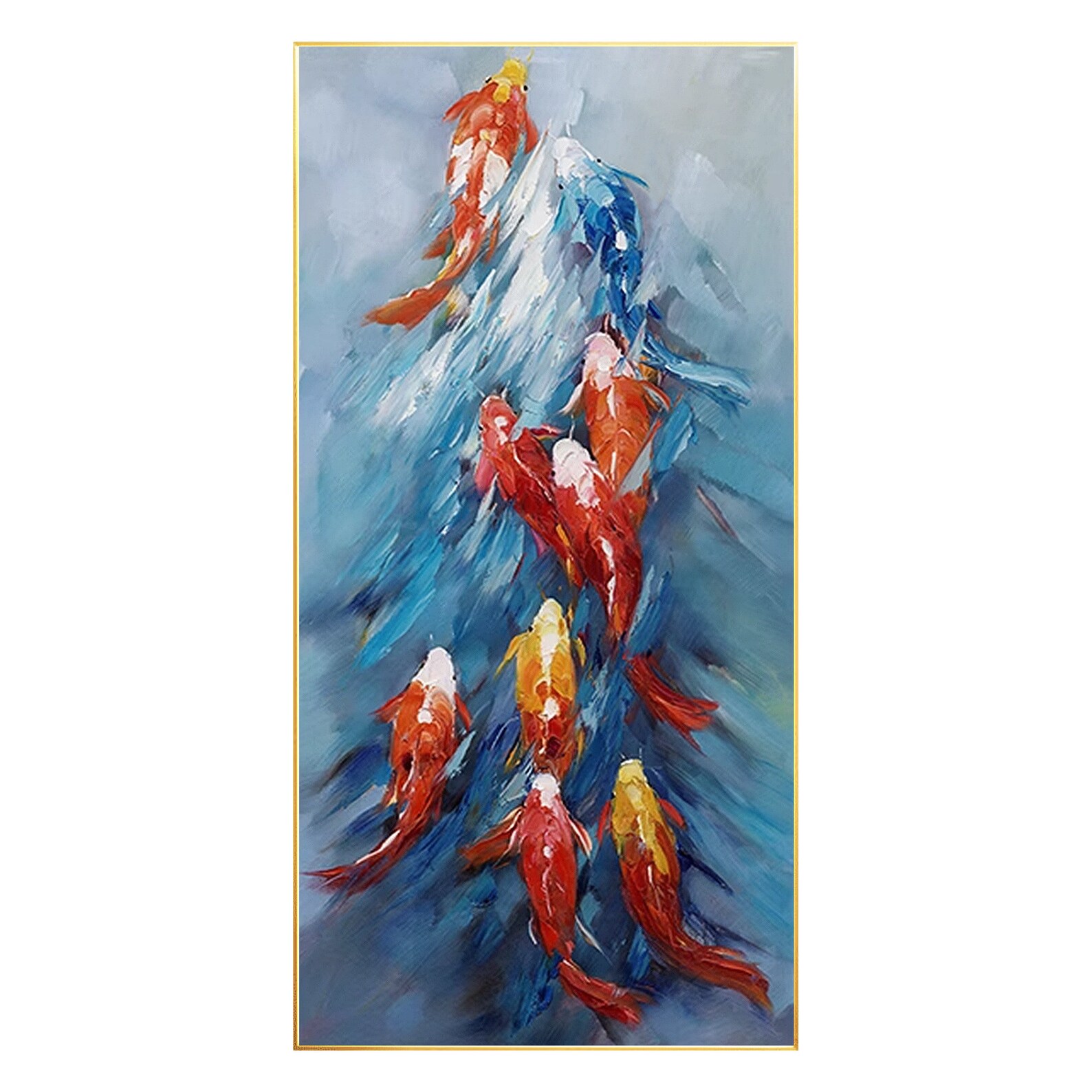 9 Koi Fish Painting: Large Framed Feng Shui Wall Art - Etsy