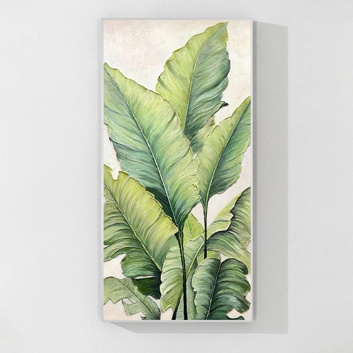 3D Textured Banana Leaf Painting, Large Framed Botanical Wall Art ...