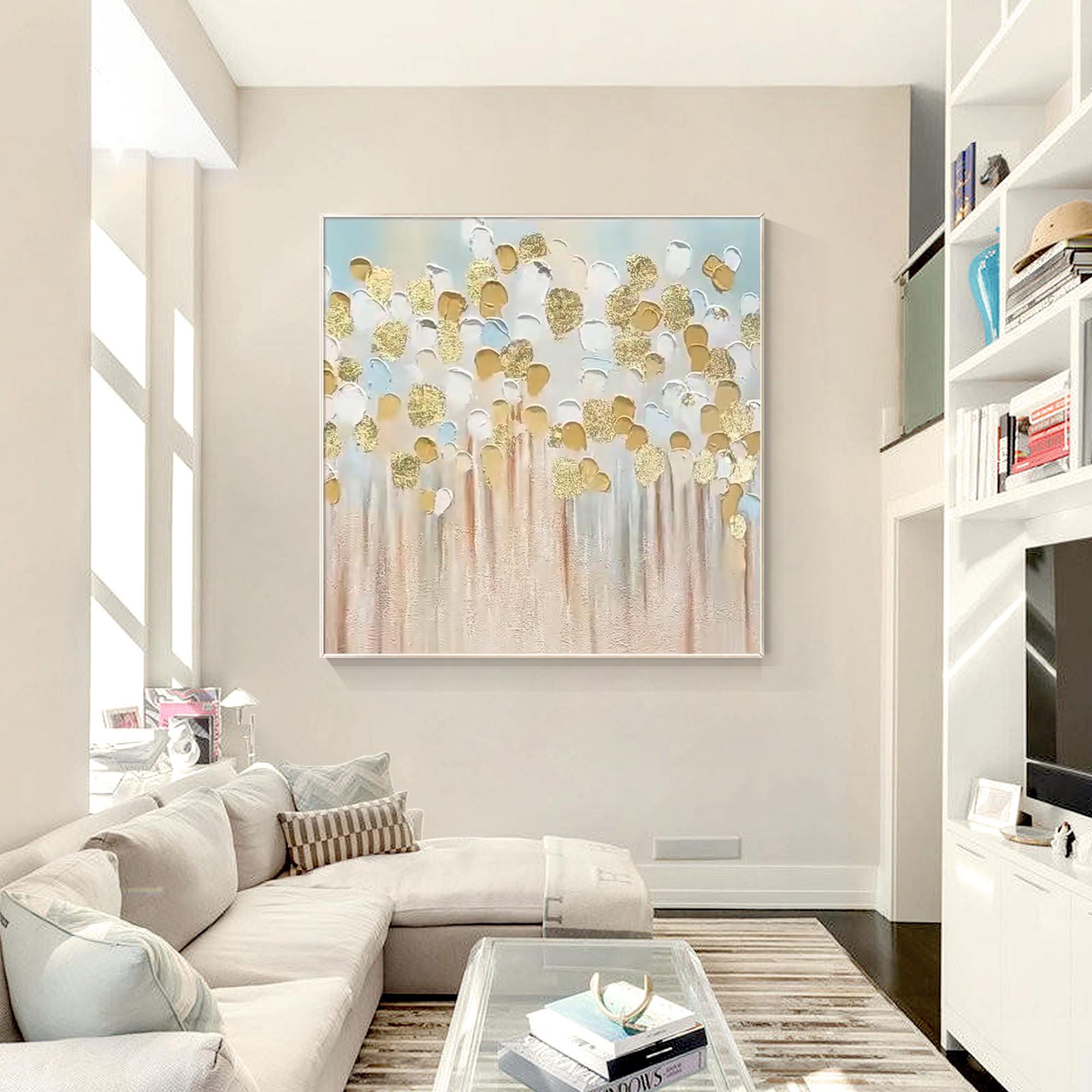 Gold Leaf Flower Painting: Large Square Canvas Wall Art - Etsy