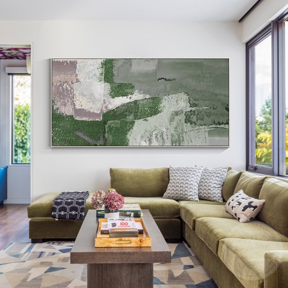 Hunter Green Abstract Painting Textured Art Sea Green Brown - Etsy