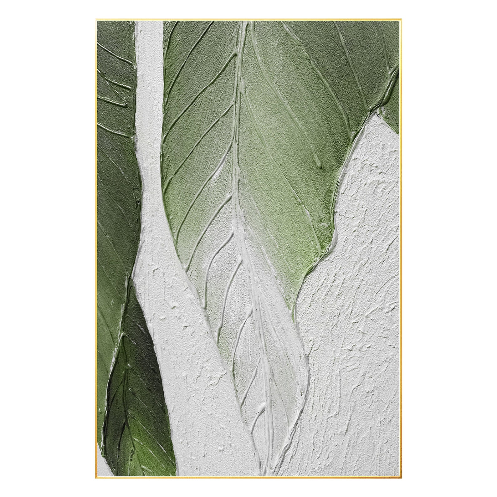 3D Textured Green Leaf Painting: Large Abstract Tropical Wall Art - Etsy