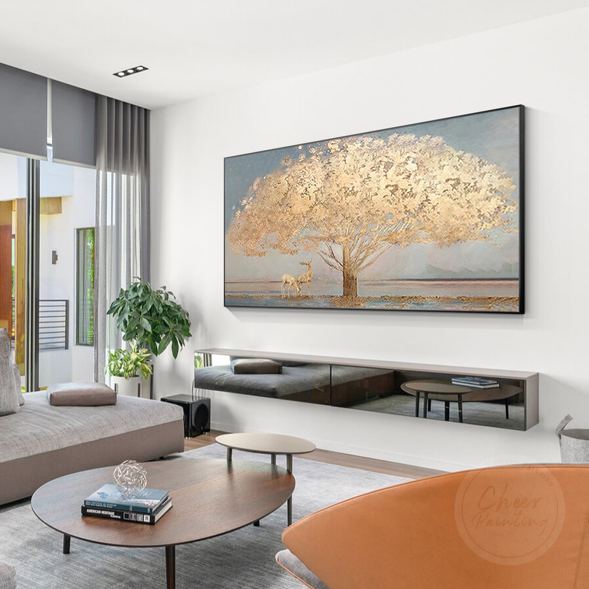 Gold Tree of Life Painting: Large Abstract Framed Canvas Wall Art - Etsy