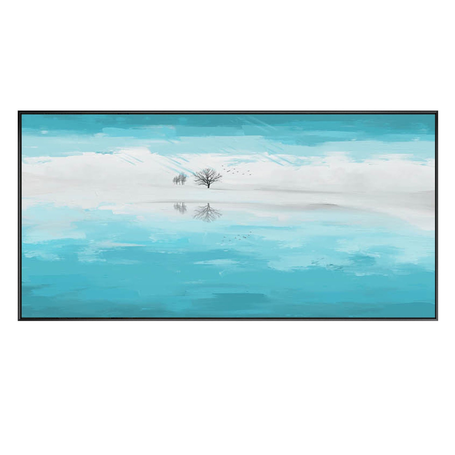 Light Blue Landscape Painting Fantasy Blue Sky Lake Reflection - Etsy