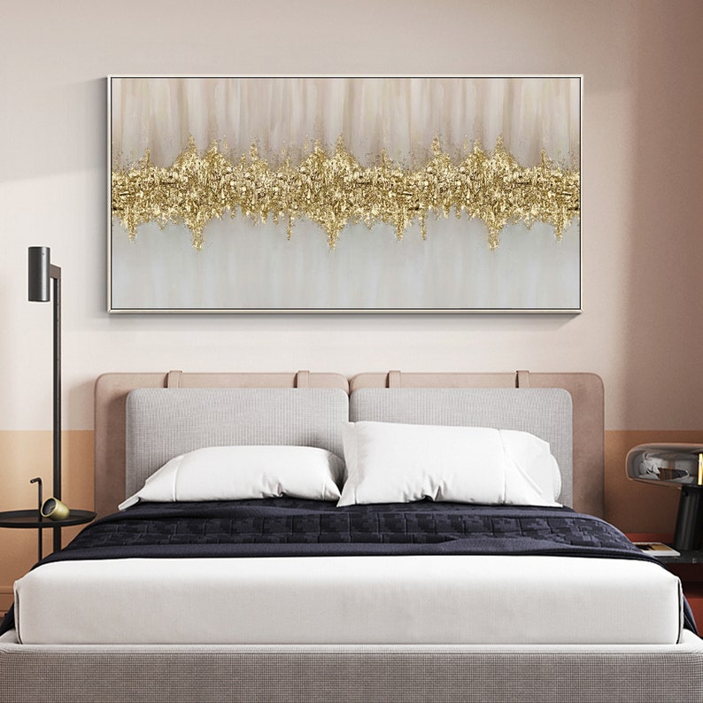 Thick Texture Gold Wave Painting Gold Leaf Abstract Framed - Etsy