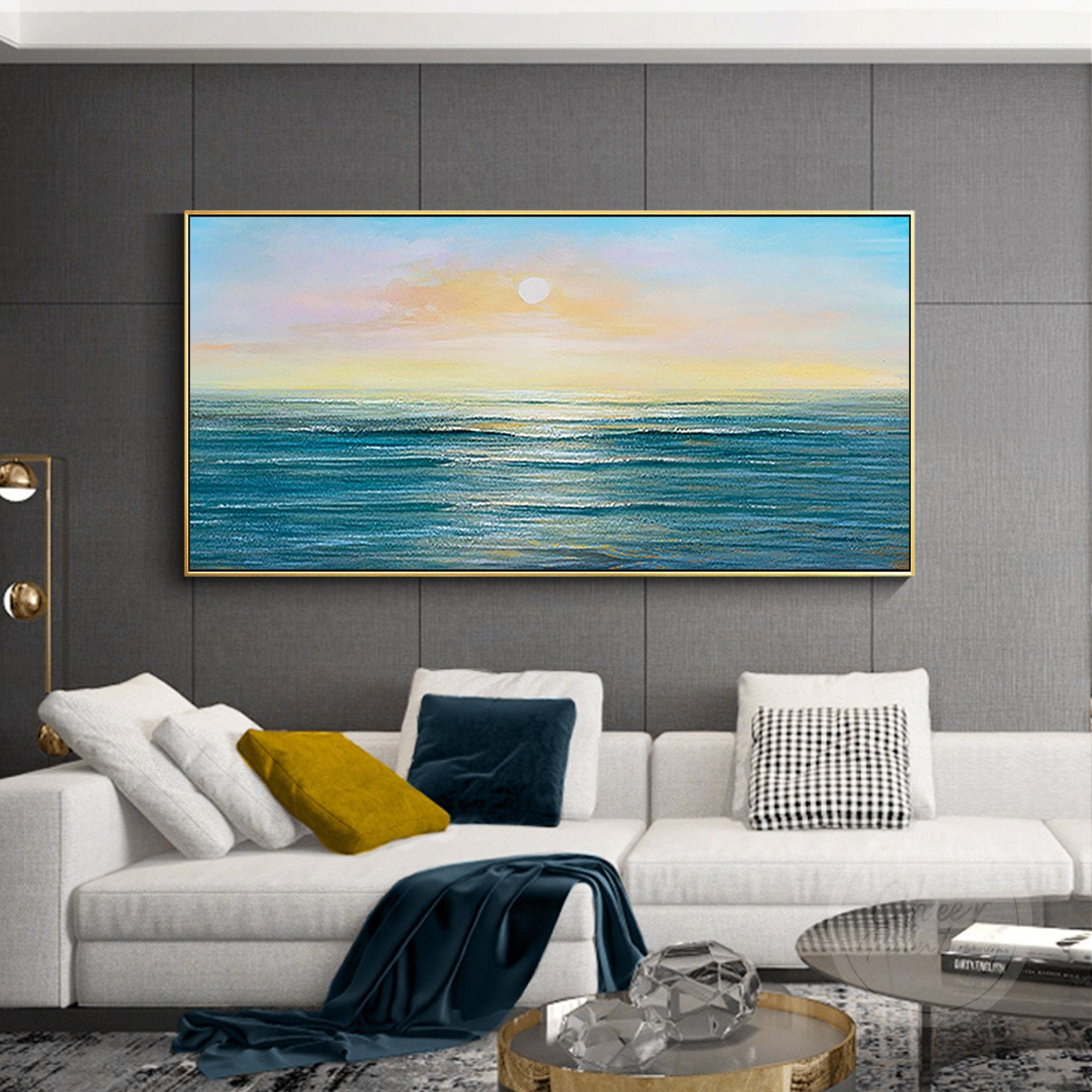 Abstract Vast Ocean Sunset Painting original colourful wall | Etsy