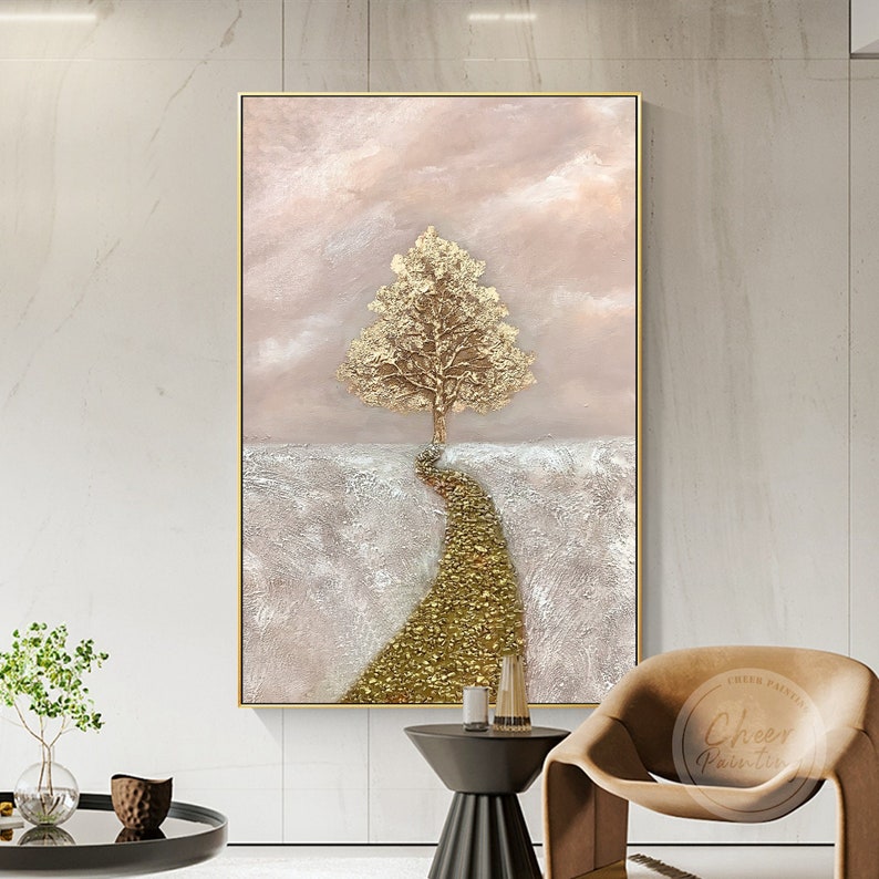 3D Textured Art Gold Tree Painting Original Gold Leaf Tree - Etsy