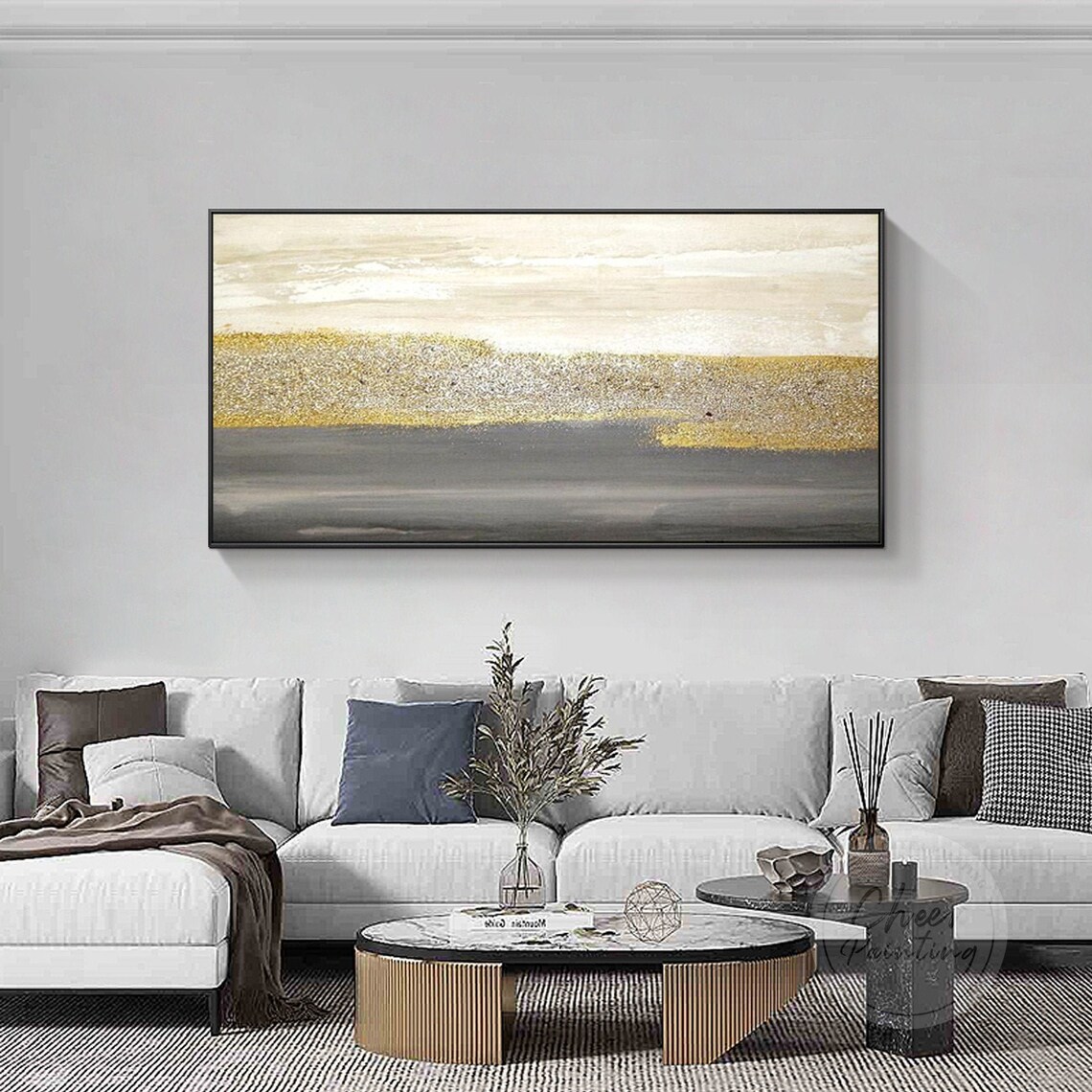 Modern Abstract Original Gold Beige Grey Acrylic Heavy Texture - Etsy