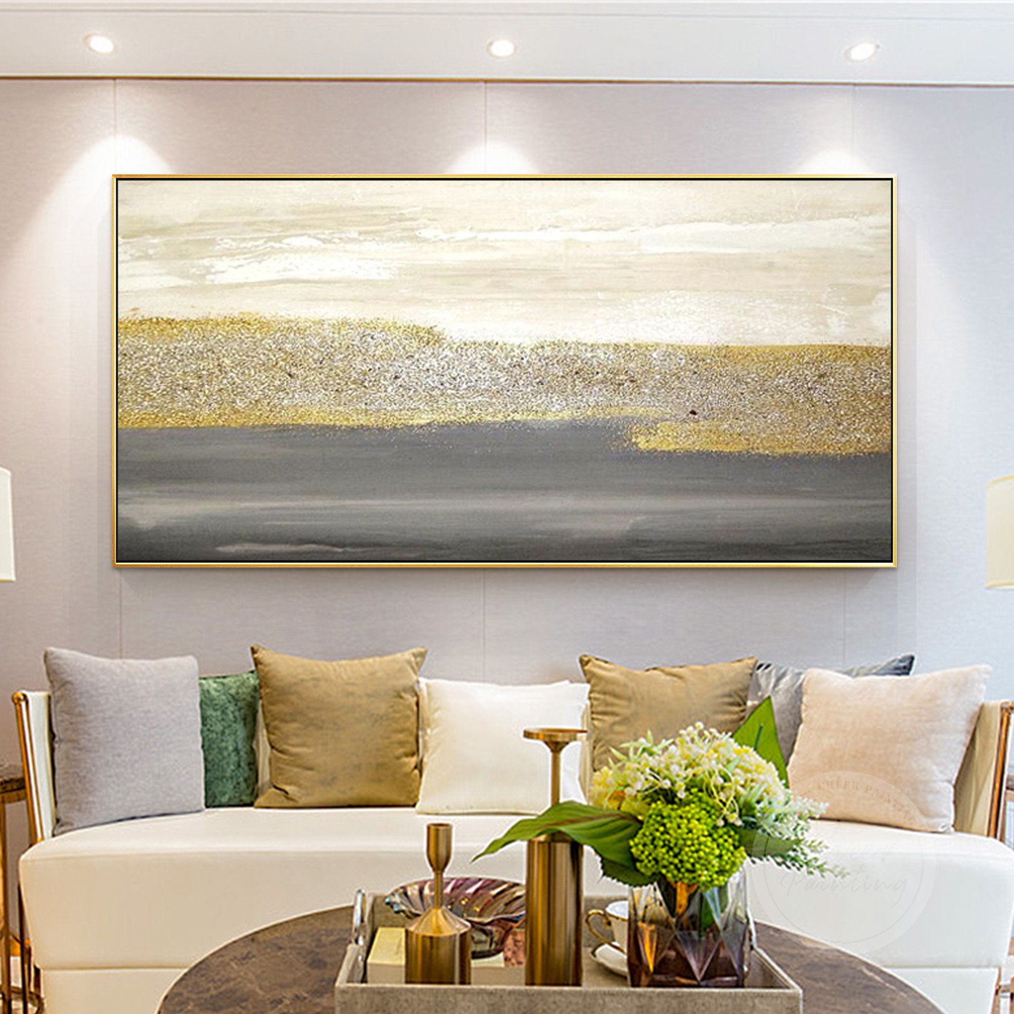 Modern Abstract Original Gold Beige Grey Acrylic Heavy Texture - Etsy