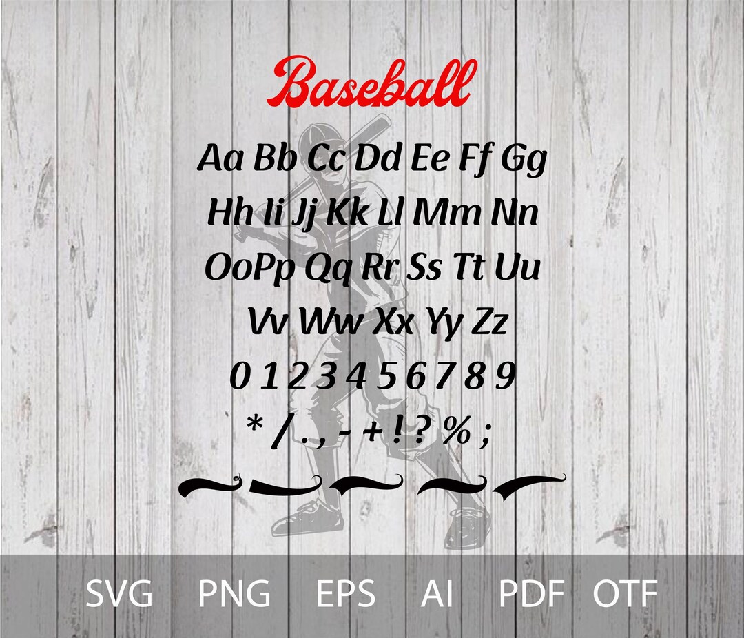 Baseball Font Svg, With Tail Baseball Font OTF SVG, PNG and Text Tails ...