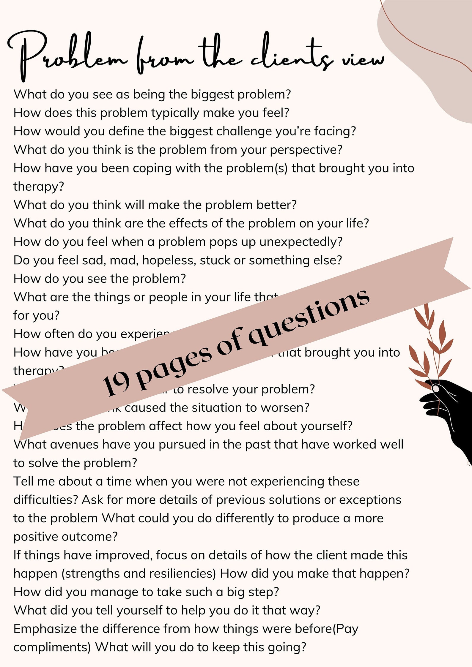 Therapy Session Questions, Therapists Session Guide, Cheat Sheet of ...