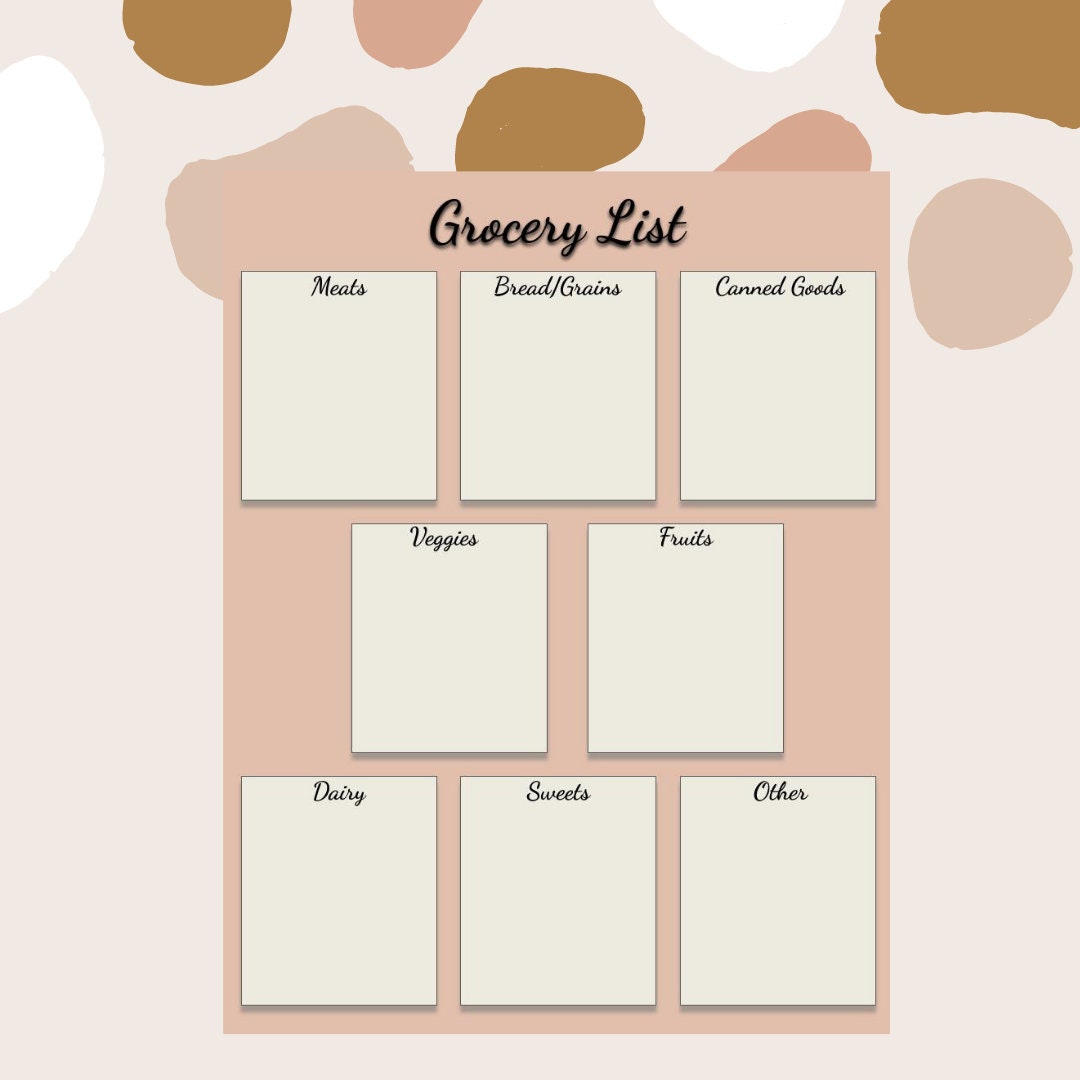 Weekly Grocery List Printable - Etsy
