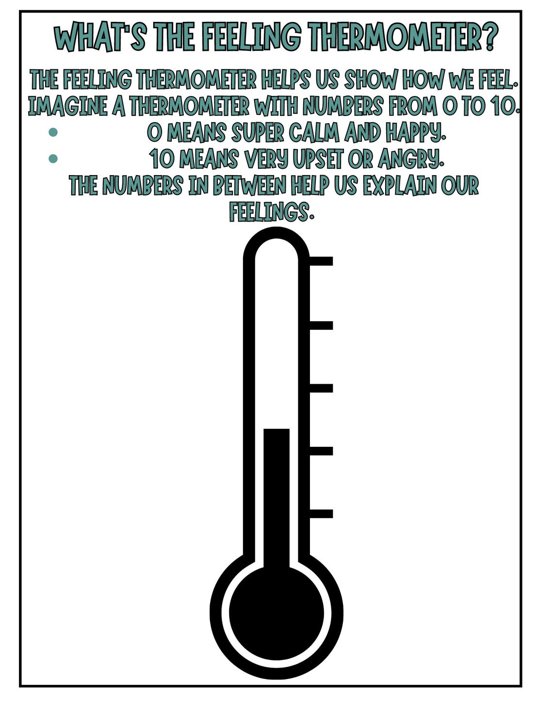 Feelings Thermometer SEL Activity Printable for Therapists/school ...