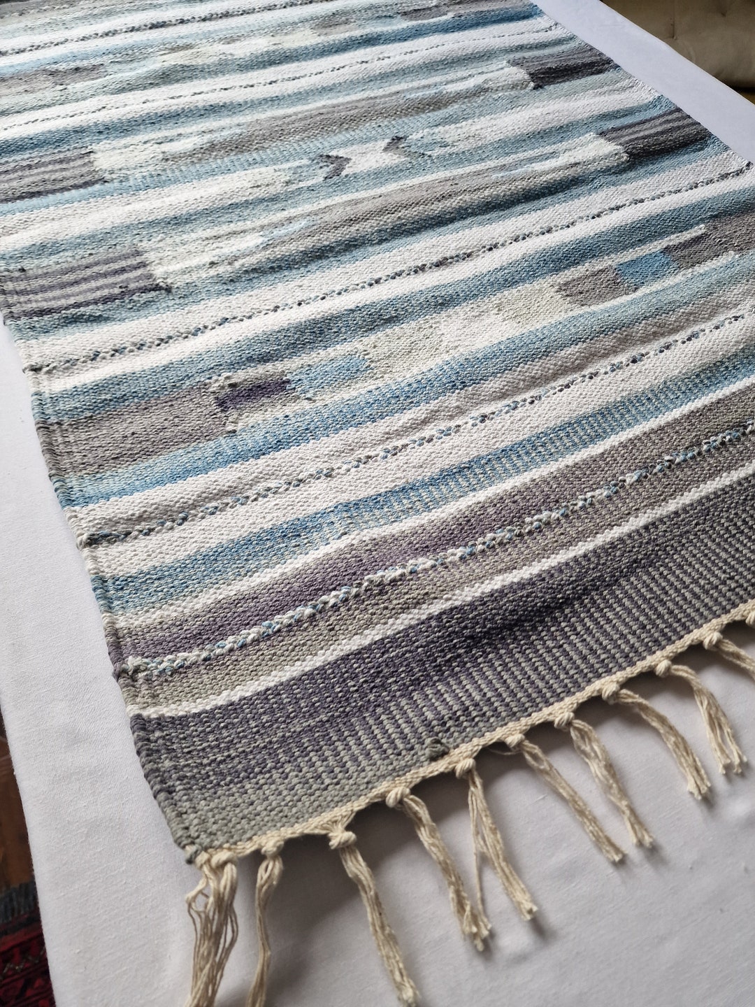 Cotton Flatweave Multicoloured Rug - Machine Washable - Small Rug ...