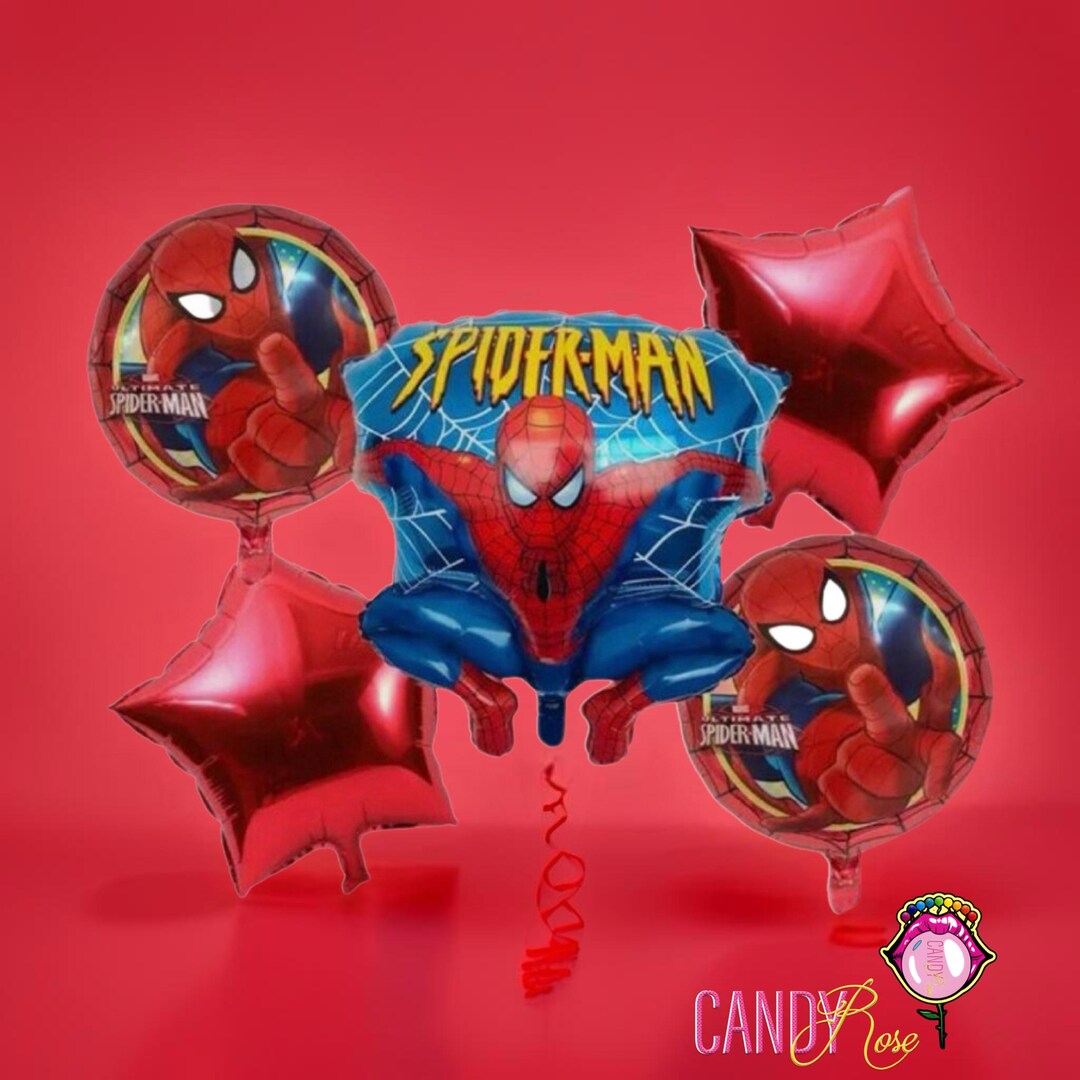 5pc Spider-man Foil Balloons-spider-man Birthday-spidey Party ...