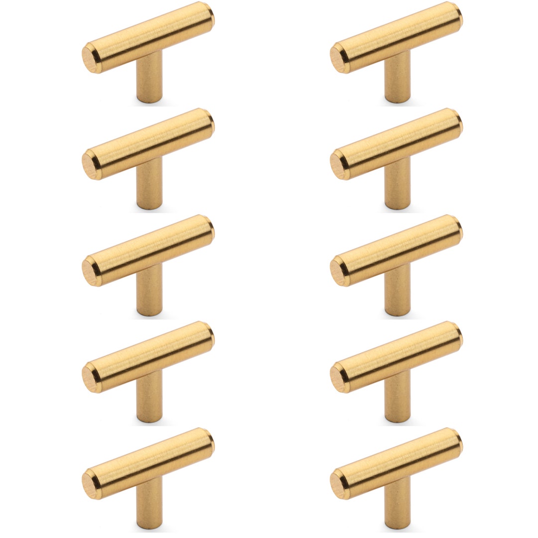 Diversa Brushed Brass Euro Style T-bar Cabinet Knob 10 PACK - Etsy