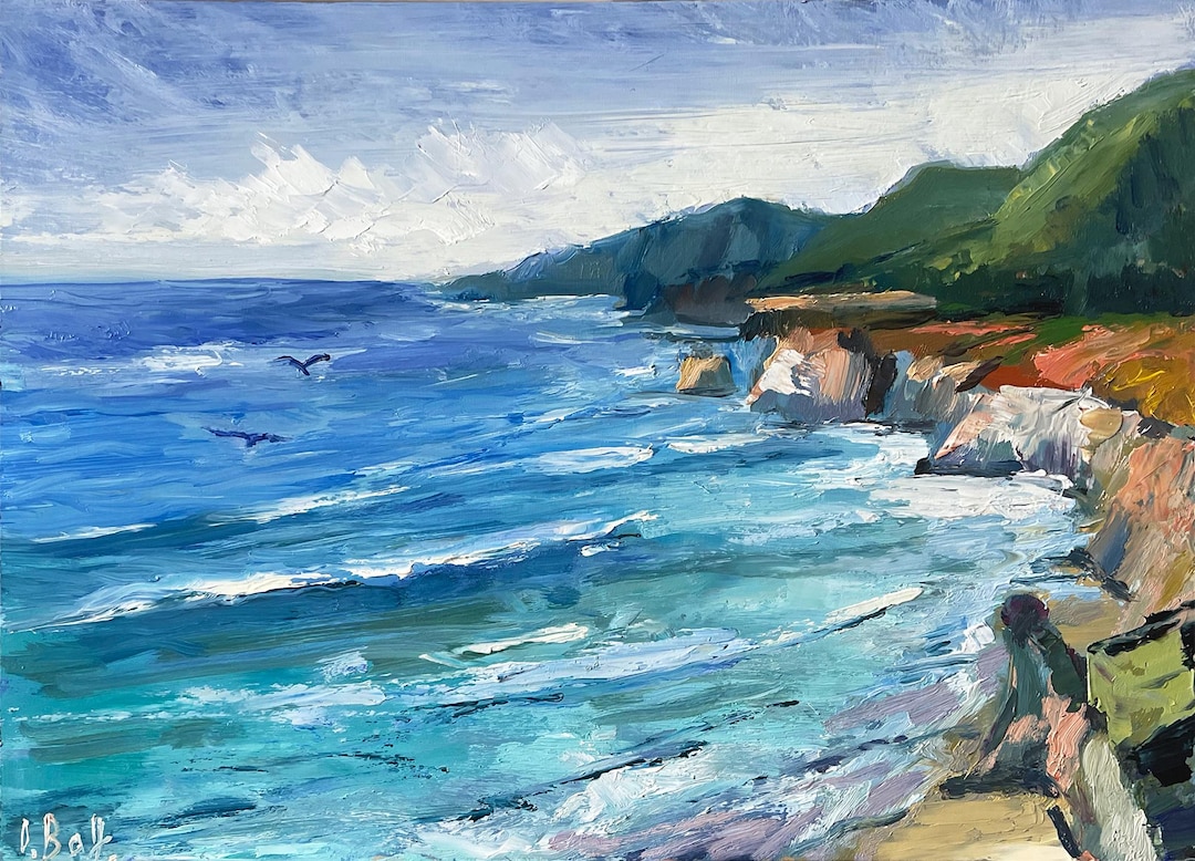 Big Sur Oil Painting: California Impressionism Art, 10x14" Original ...