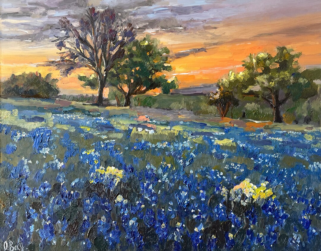 Bluebonnet Painting Landscape Original Art Impasto Oil Painting 10 by ...