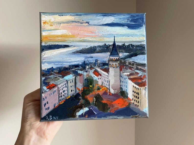 Istanbul Malerei Galata Original Art Golden Horn Impasto Ölgemälde ...