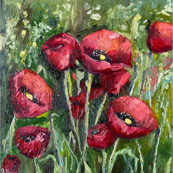 Red Poppy Painting - Etsy