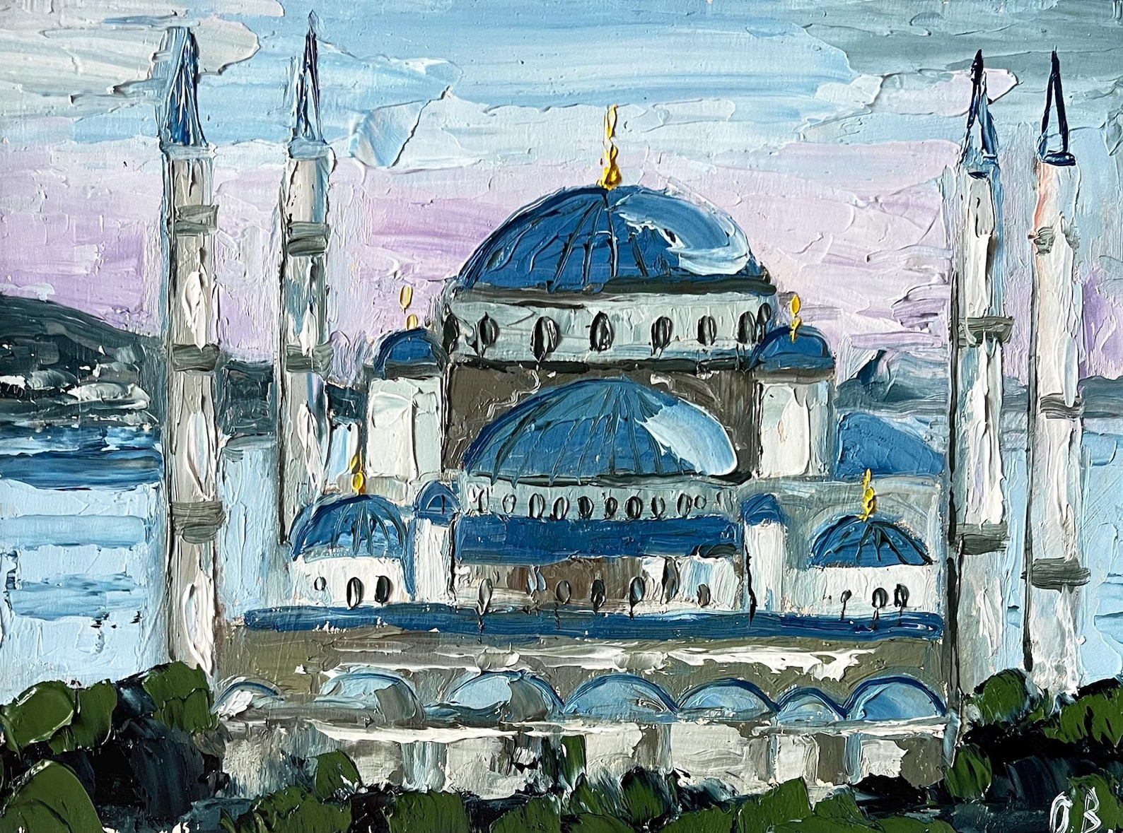 Blue Mosque Painting Istanbul Original Art Impasto Oil Painting 6x8" by ...