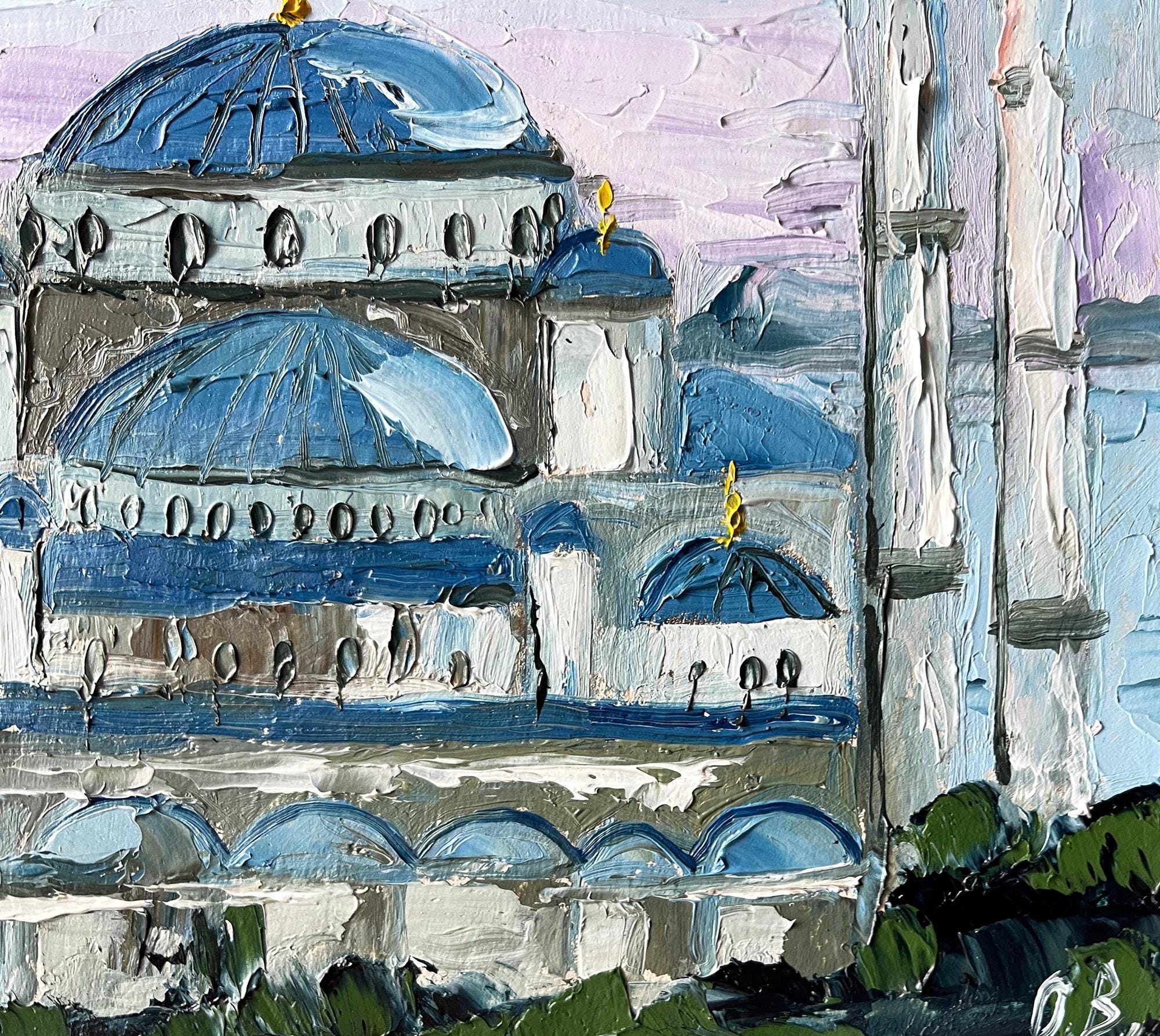 Blue Mosque Painting Istanbul Original Art Impasto Oil Painting 6x8" by ...