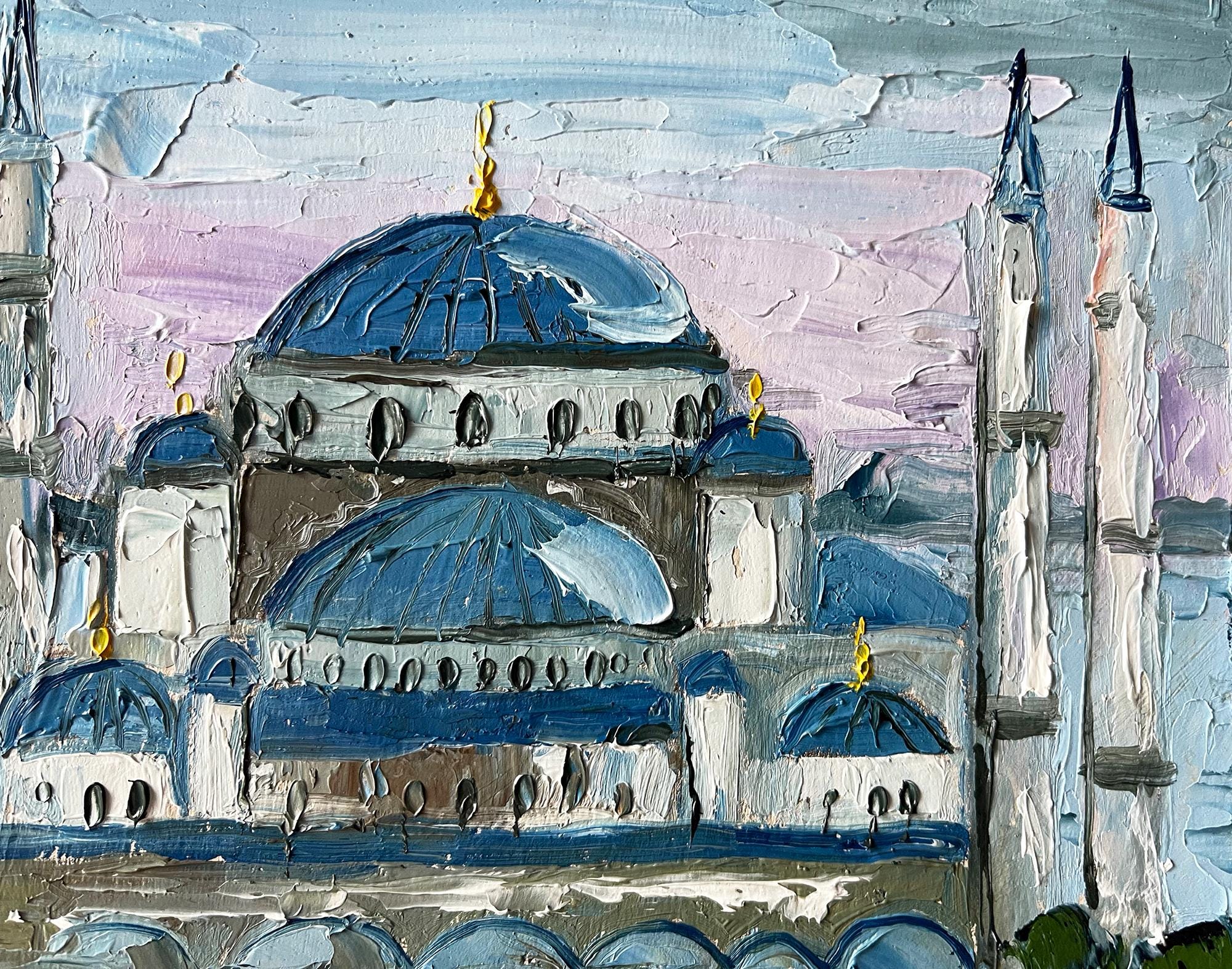 Blue Mosque Painting Istanbul Original Art Impasto Oil Painting 6x8" by ...