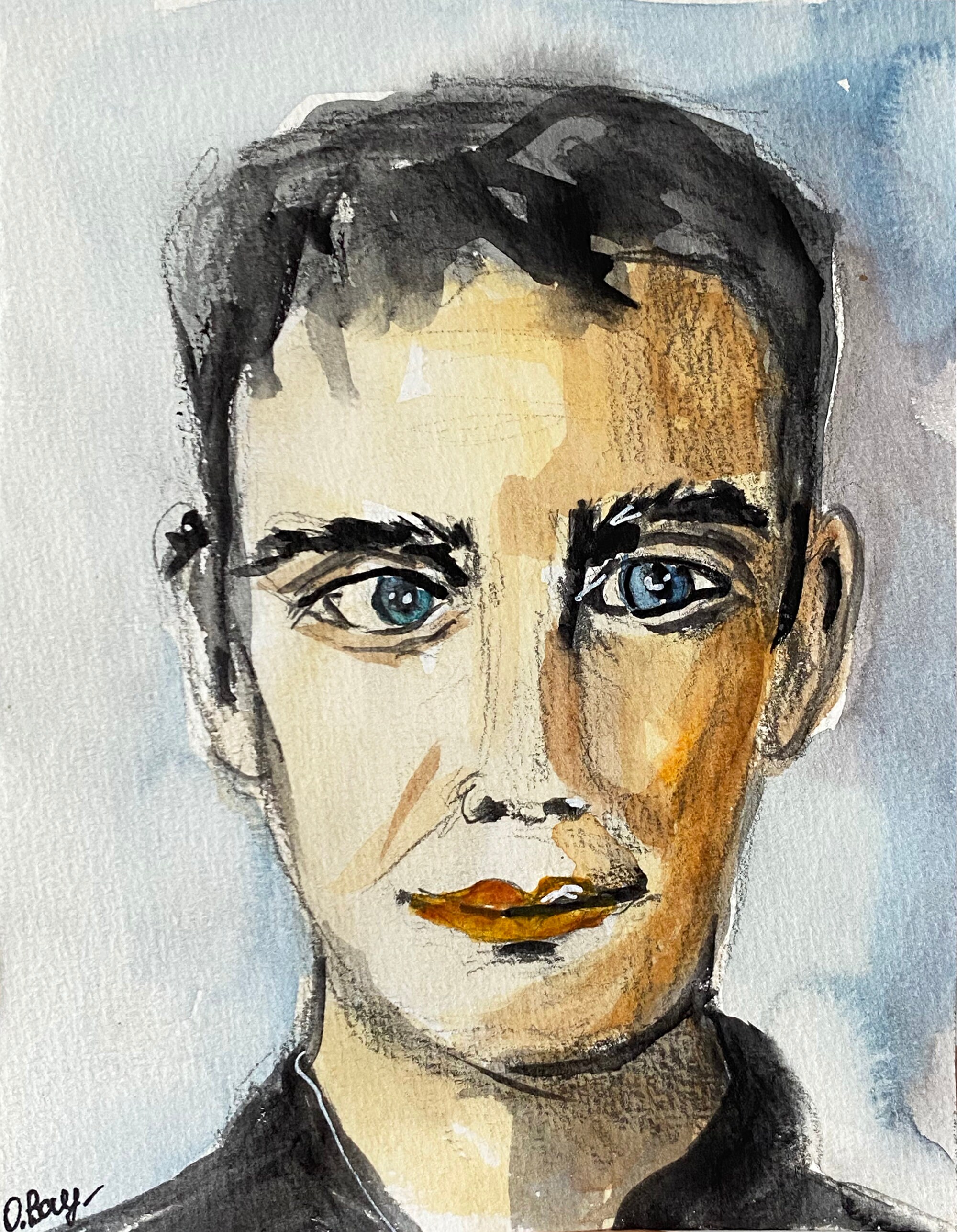 Male Painting Portrait Original Art Male Face Wall Art Small Painting ...