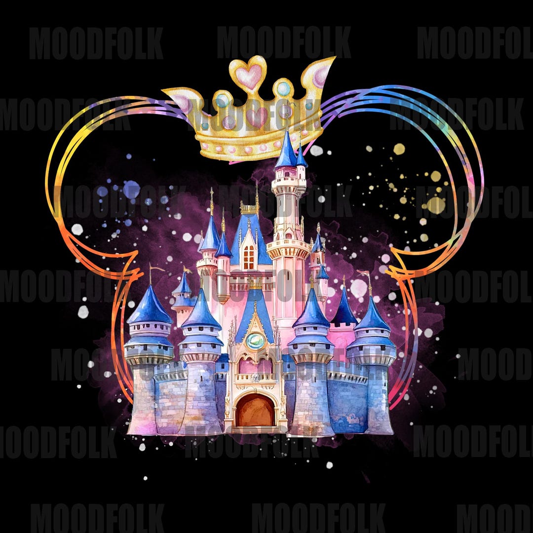 Disney Princess Castle Crown PNG, Magical Disney Art, Watercolor Castle ...