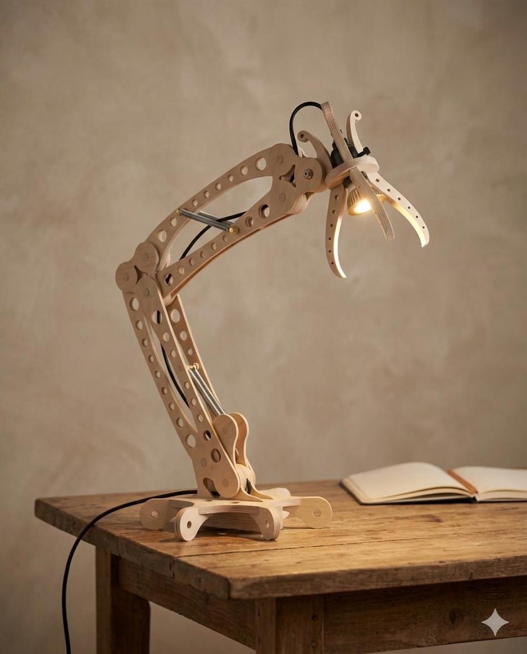 DIY Adjustable Wooden Lamp Laser Cut SVG | Desk Lamp CNC File | Wood ...