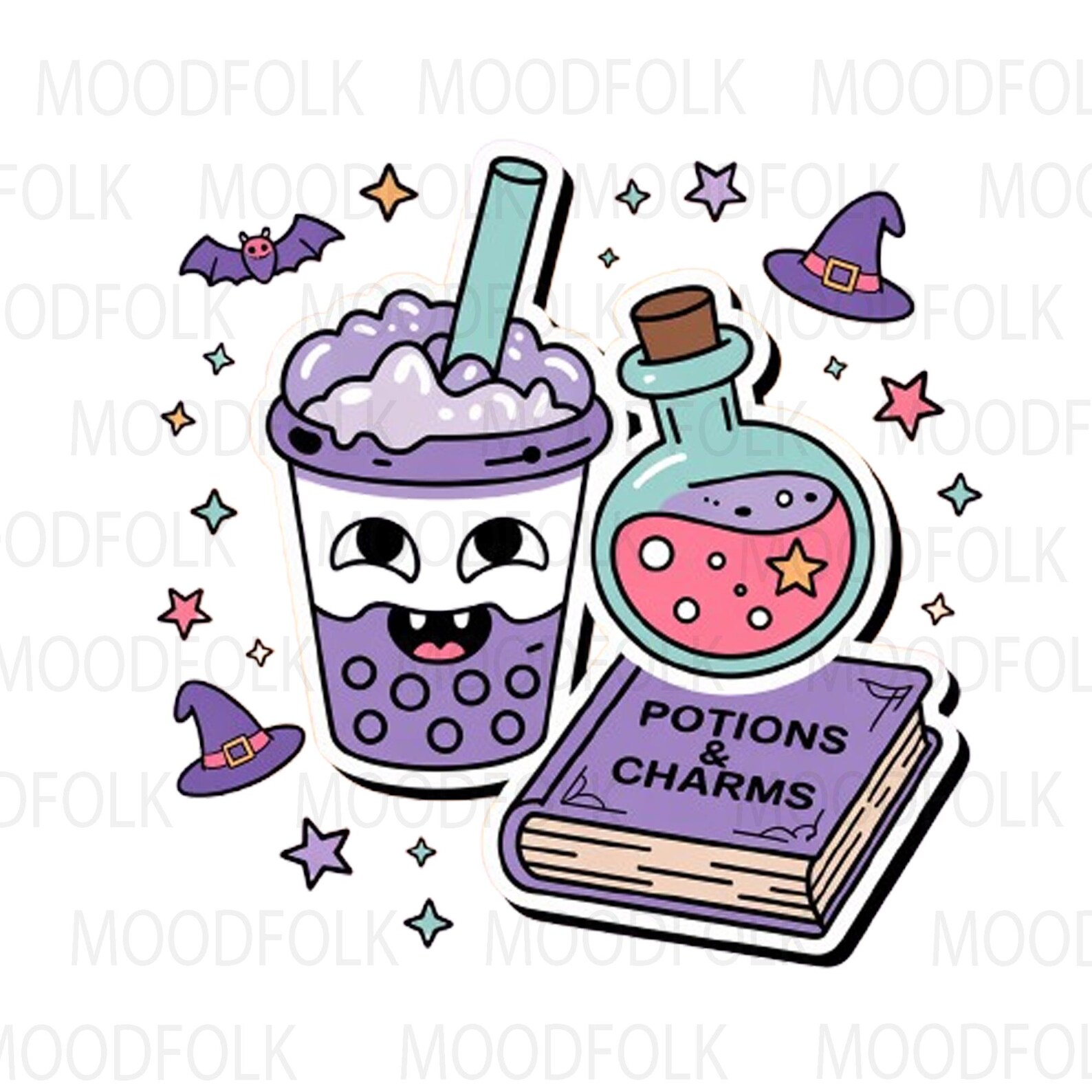 Kawaii Boba Witch PNG Clipart | Cute Halloween Potion Sticker Design ...