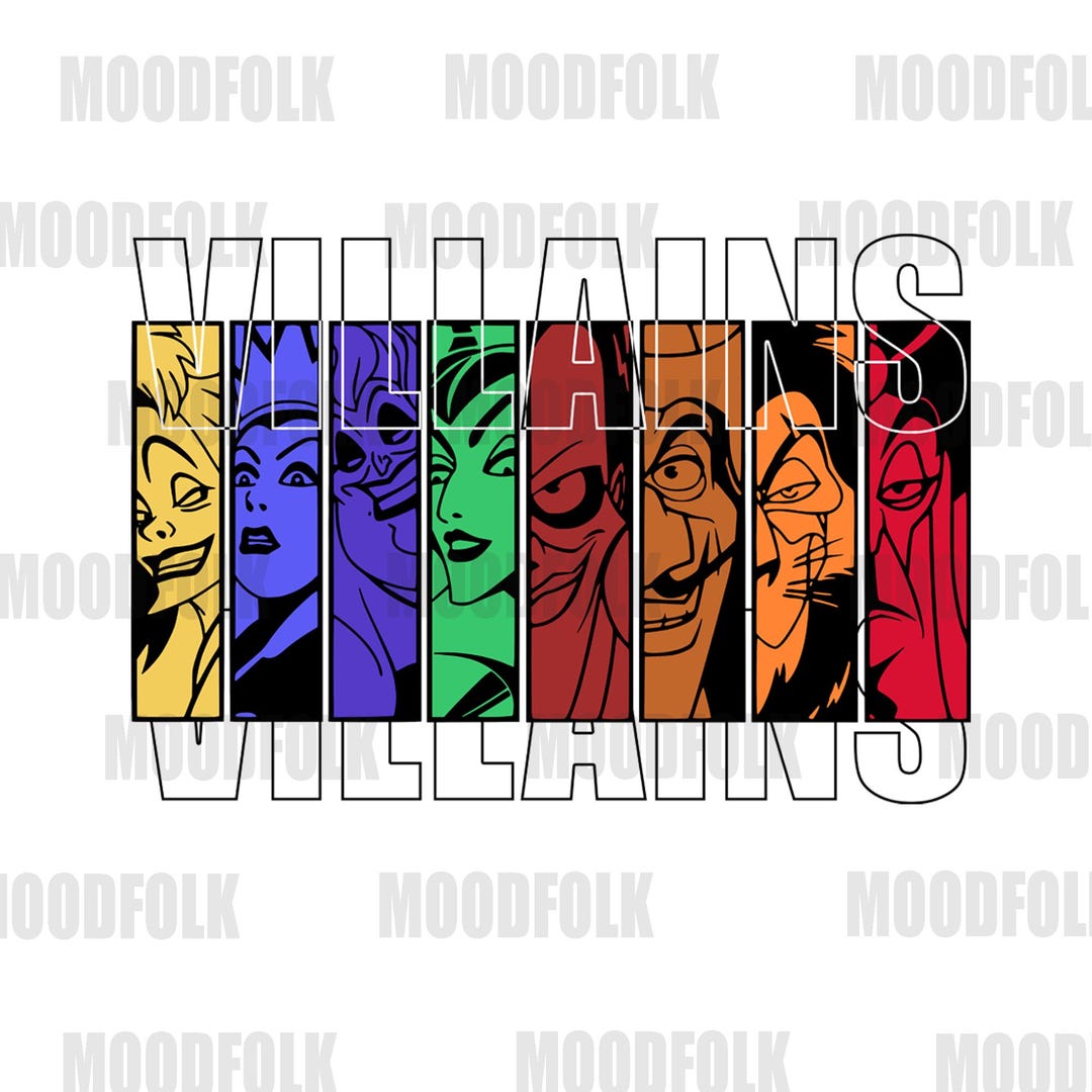 Disney Villains "villains" Digital PNG, Colorful Disney Villain Art ...