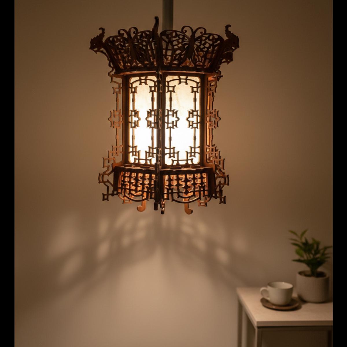 Oriental Lantern Laser Cut File | Chinese Style Wooden Lamp Svg DXF CDR ...