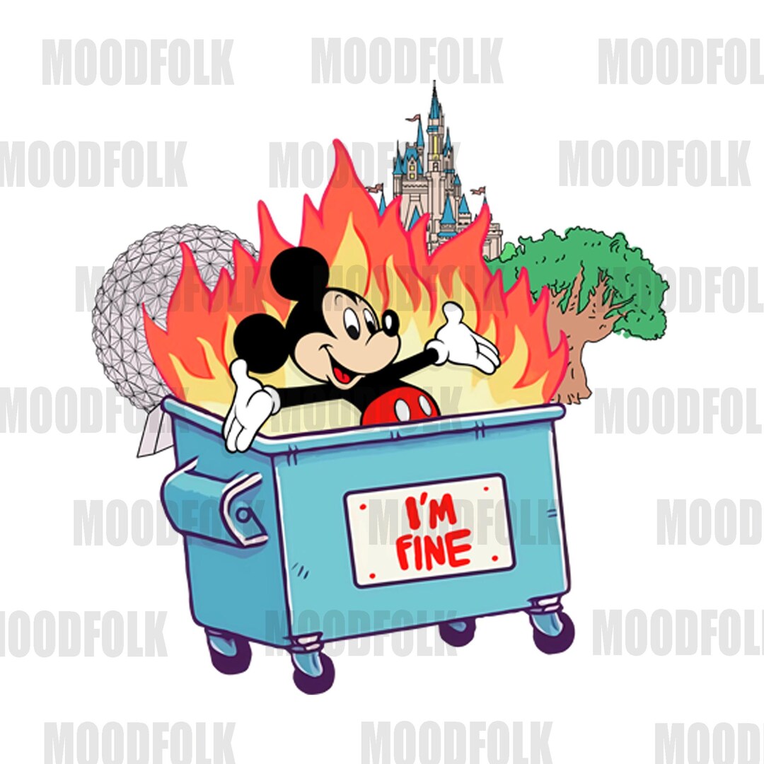 Mickey Mouse "i'm Fine" Dumpster Fire PNG, Funny Disney Digital File ...