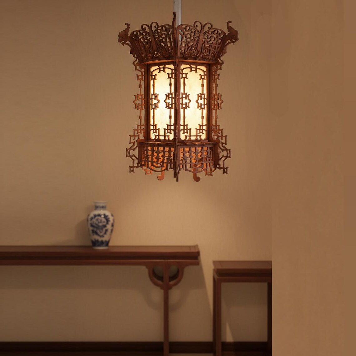 Oriental Lantern Laser Cut File | Chinese Style Wooden Lamp Svg DXF CDR ...