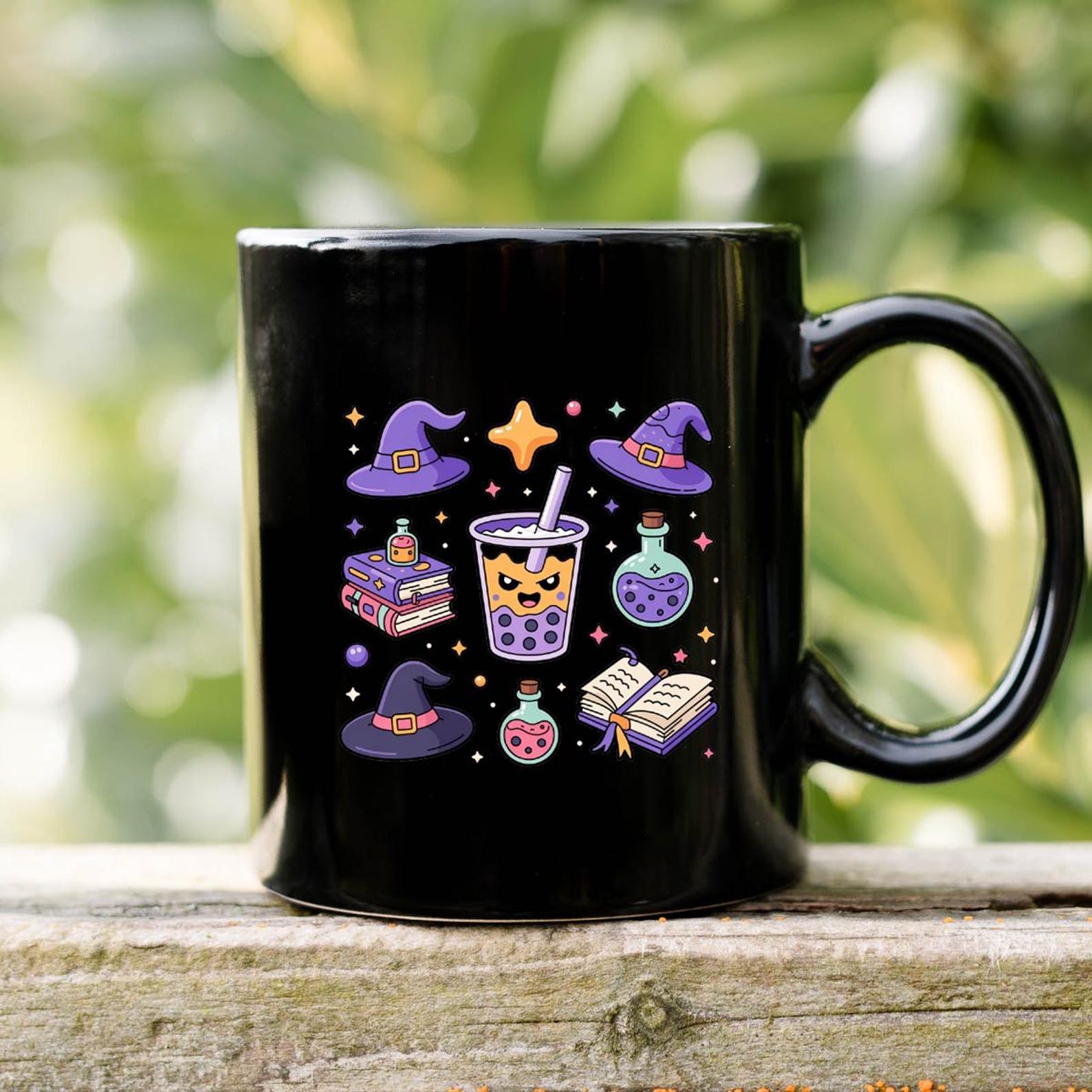 Kawaii Halloween Boba PNG Clipart | Cute Witch Hat Potion Book Digital ...
