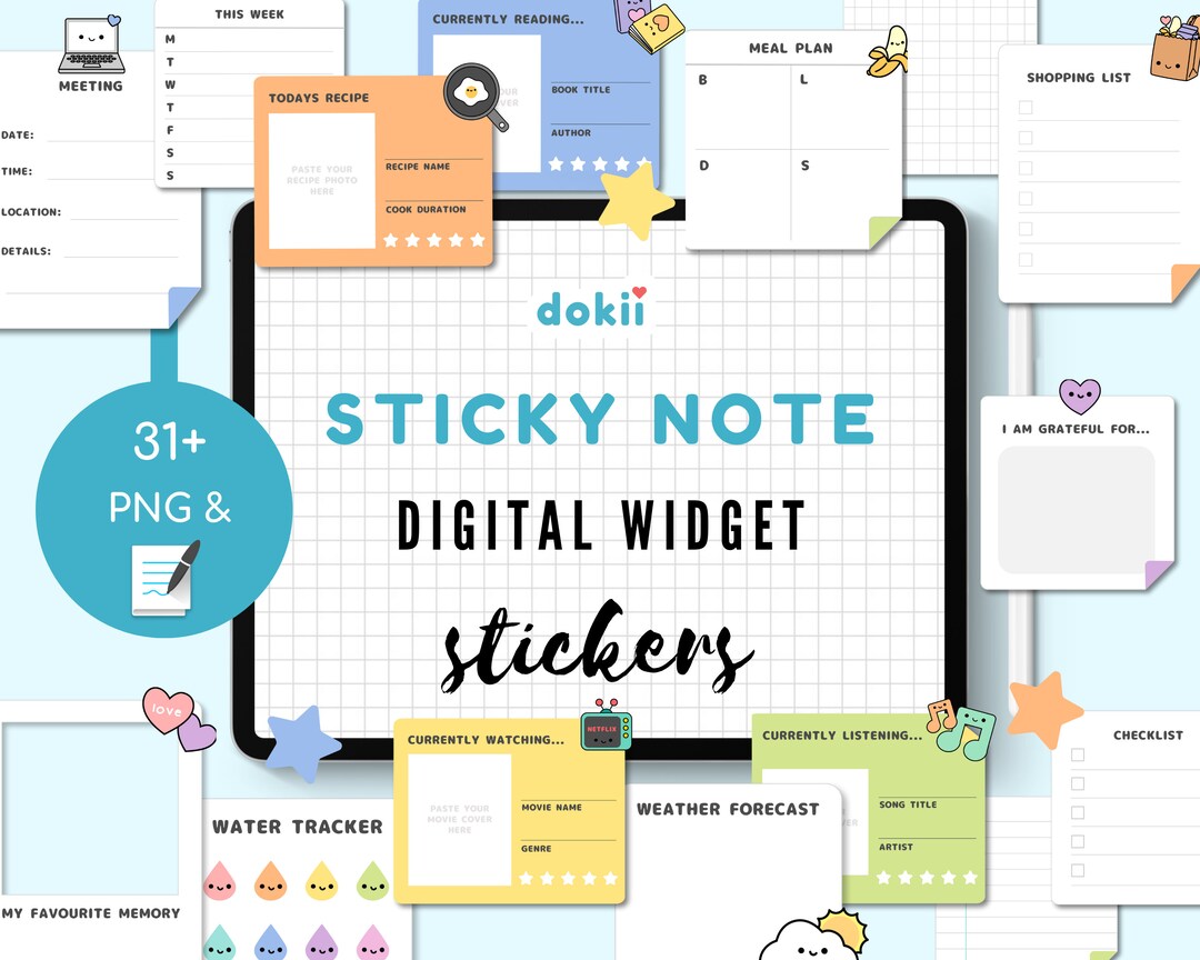 Sticky Note Digital Widget Stickers 31 Kawaii Pastel Widgets Goodnotes ...