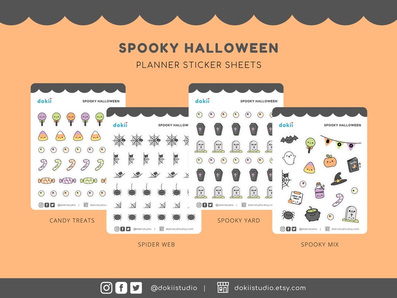 Kawaii Ghost Sticker Sheet | Cute Ghost Planner Stickers Halloween ...