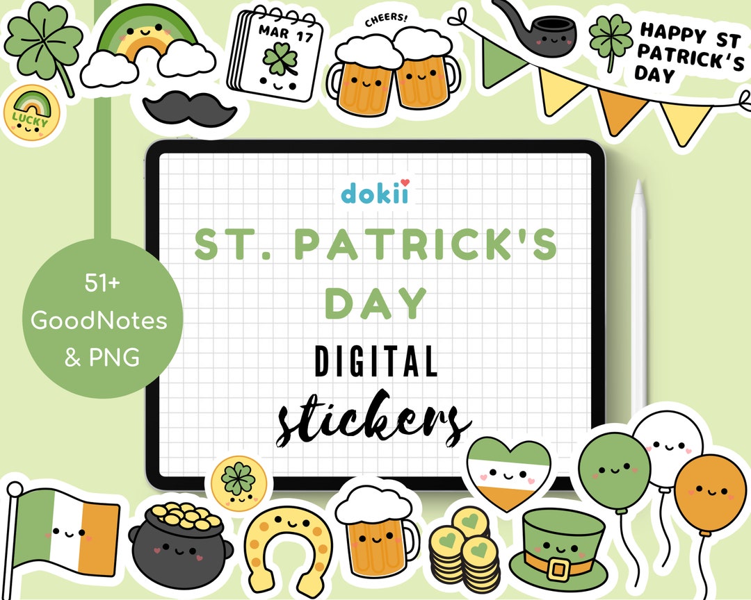 Kawaii St Patrick's Day Digital Sticker | 51+ Cute Irish Goodnotes PNG ...
