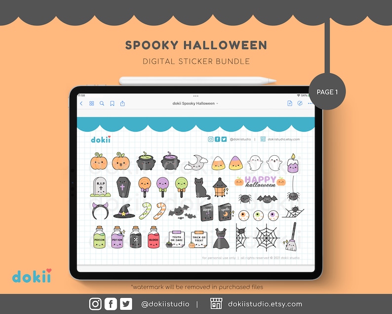 Cute Halloween Digital Stickers | Kawaii Halloween Stickers, Halloween ...