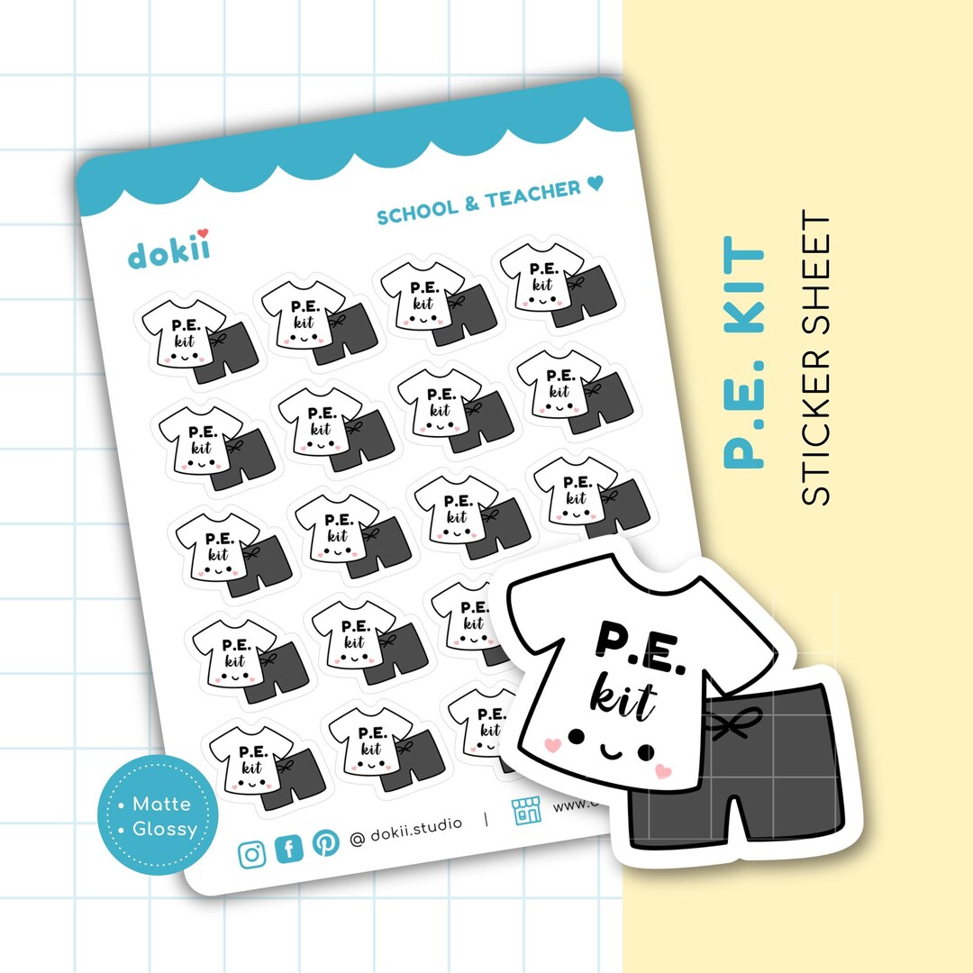 Cute P.E. Kit Stickers | School P.E. Kit Planner Stickers Reminder ...