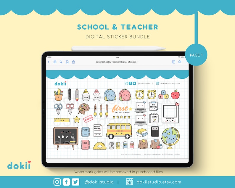 Kawaii School & Teacher Digital Stickers | 126+ Cute Educational Back ...