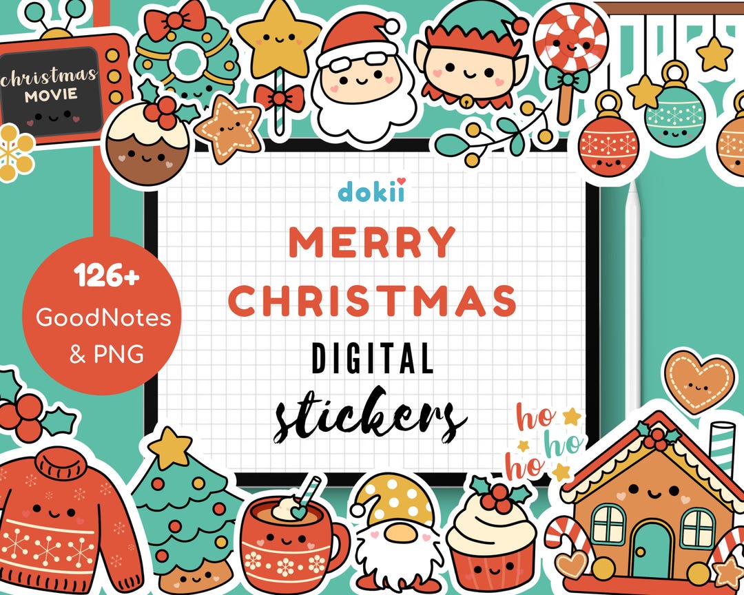 Merry Christmas Digital Sticker Bundle | 126 Cute Christmas Goodnotes ...
