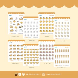 Kawaii Dim Sum Sticker Sheet | Cute Yum Cha Stickers Hong Kong Food ...